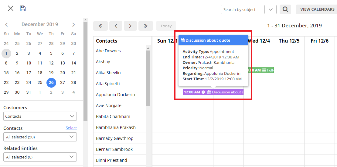 How To Viewcreateedit Customers Activities In Dynamics Calendar Appjetty Blog