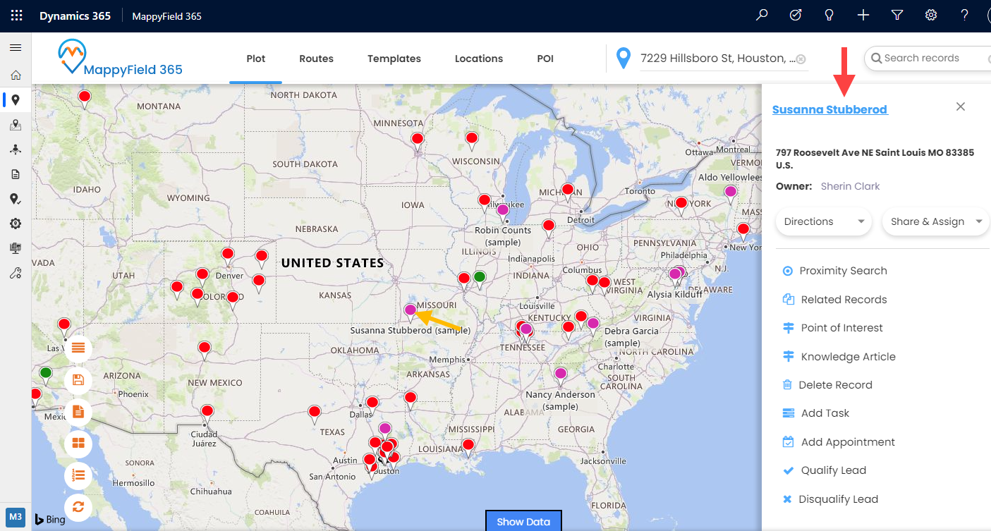 How To Perform Quick Action For A Specific Record From The Map Using Dynamics Crm Map